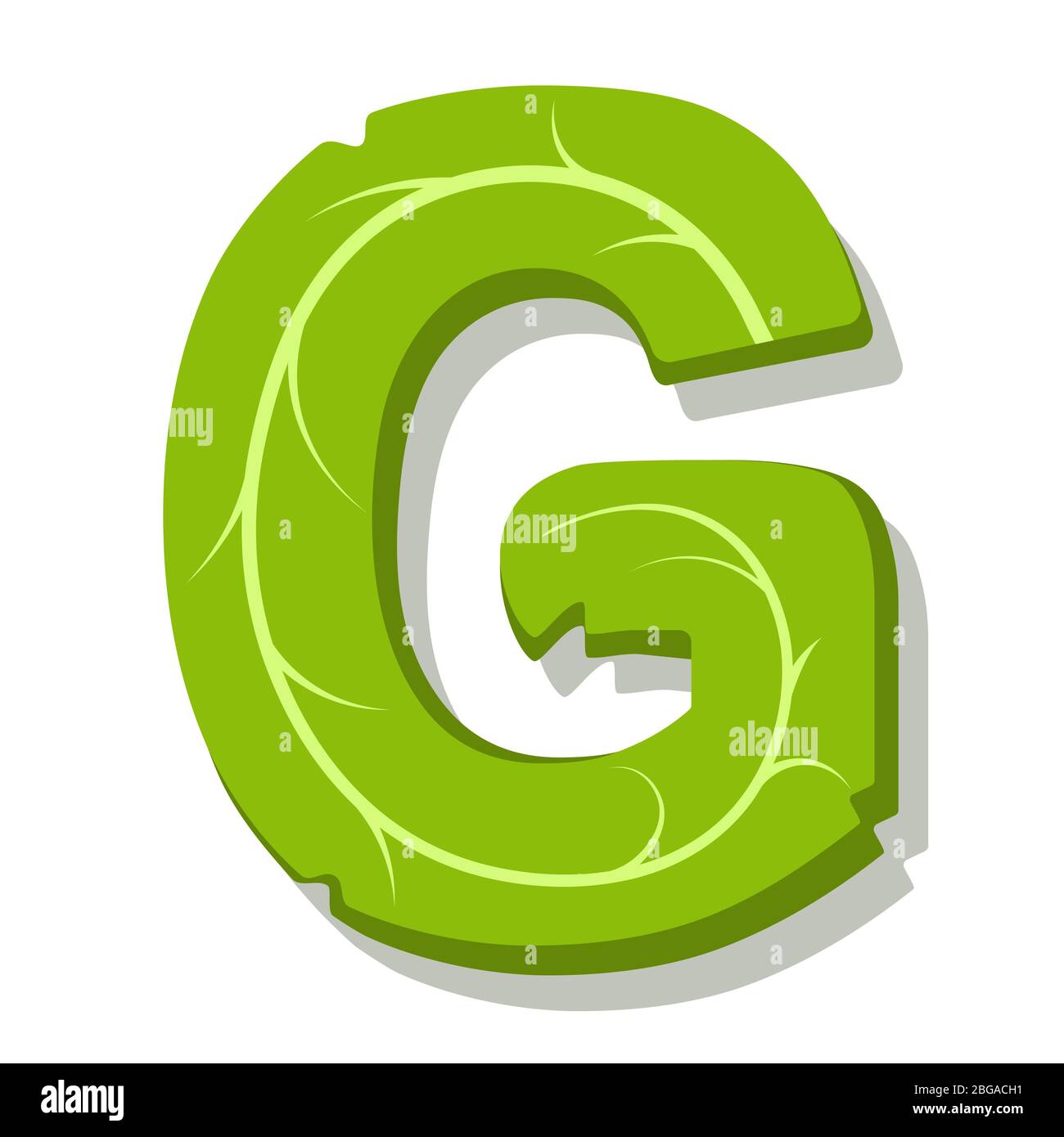 Lettre G, feuilles vertes alphabet vectoriel d'été. Le logo simple de ...