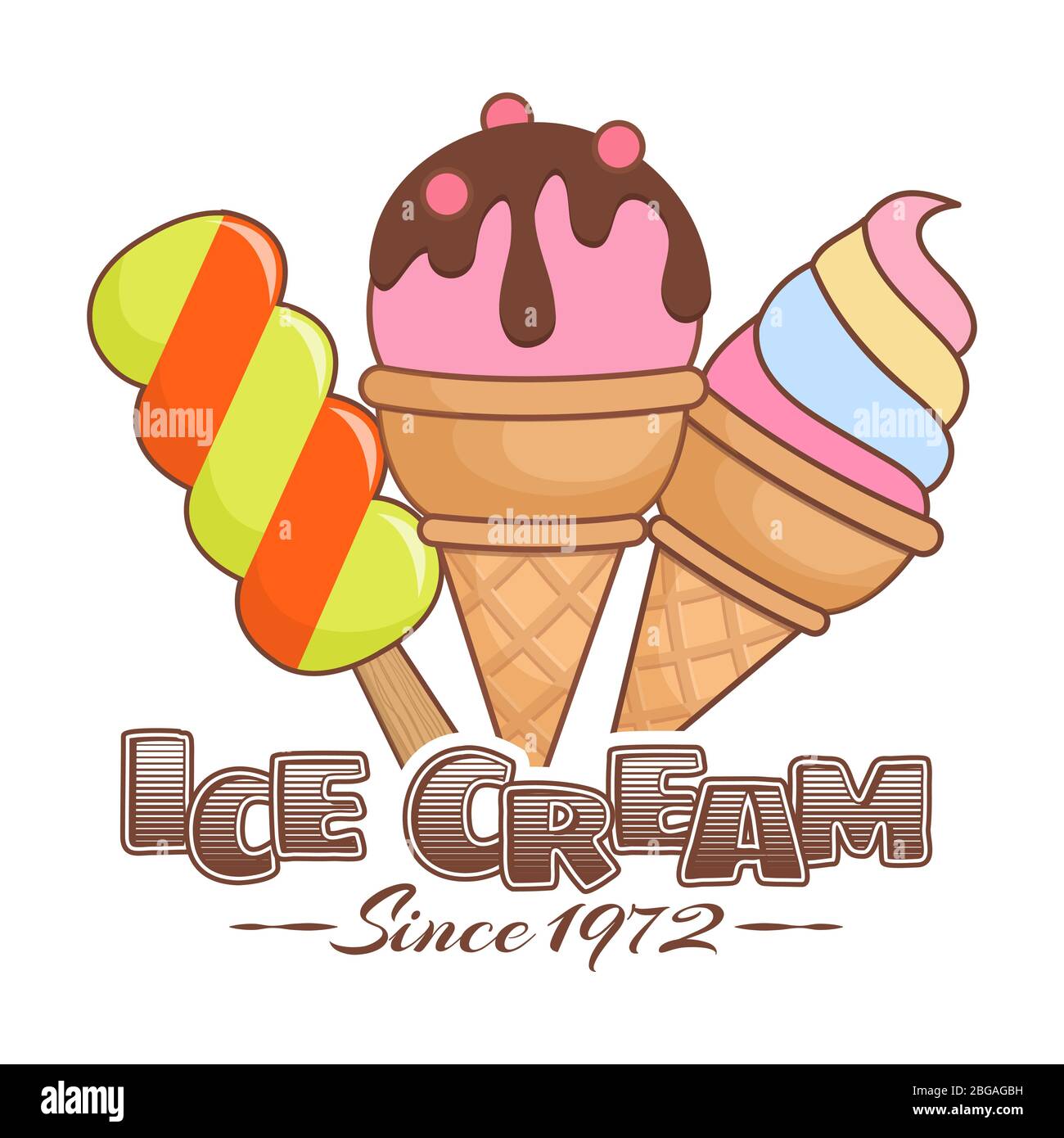 Logo de glace de dessin isolé sur fond blanc. Illustration vectorielle ...