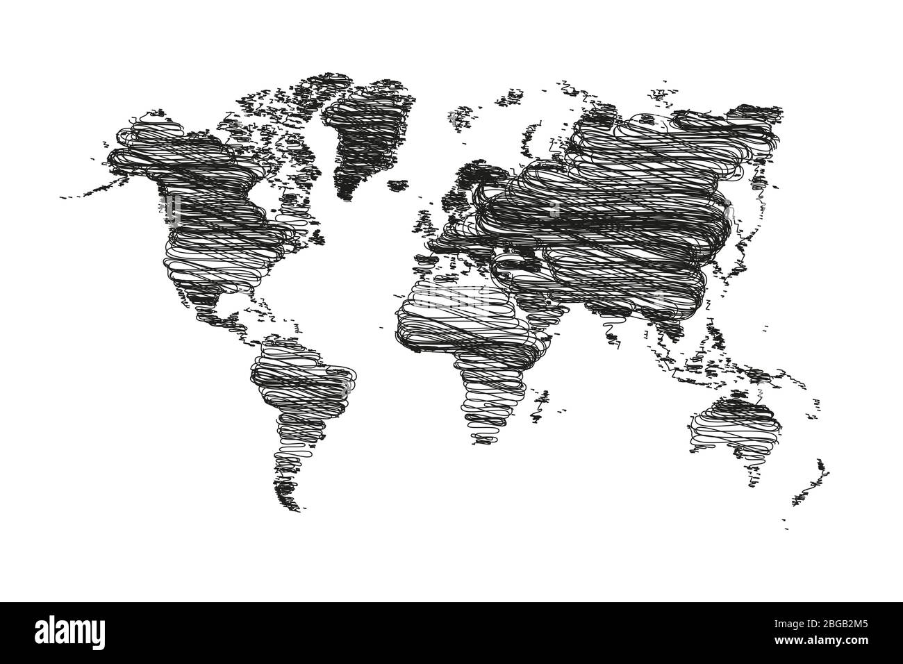 World map illustration line drawing Banque de photographies et d’images ...