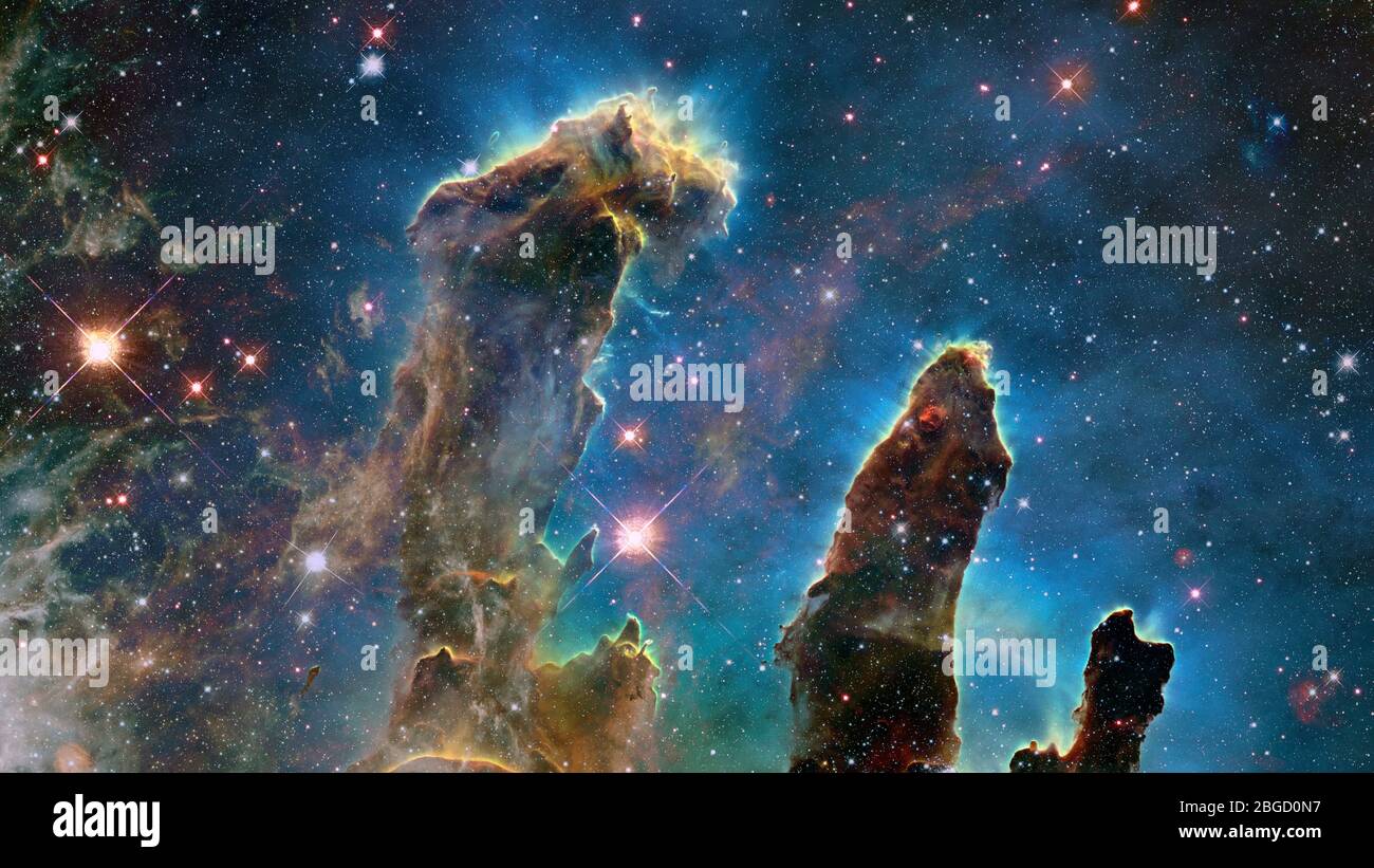 Les piliers de la création. La nébuleuse d'aigle. Éléments de cette ...