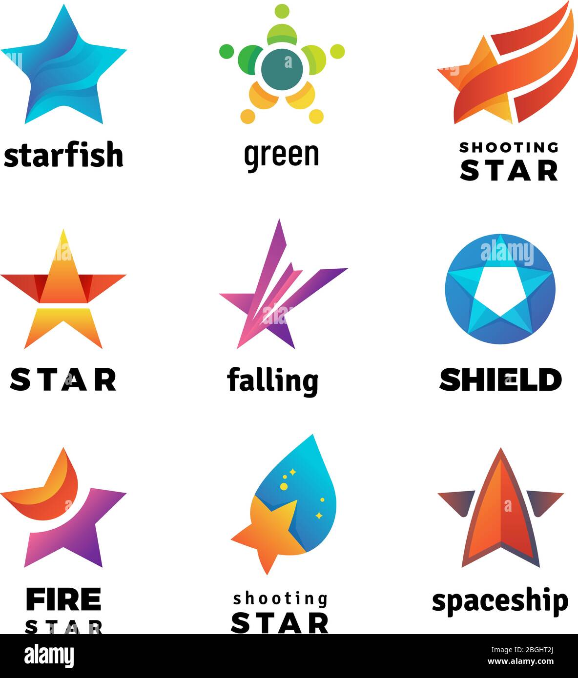 Leader Star, étoiles montantes vecteur logo. Comet avec des symboles ...