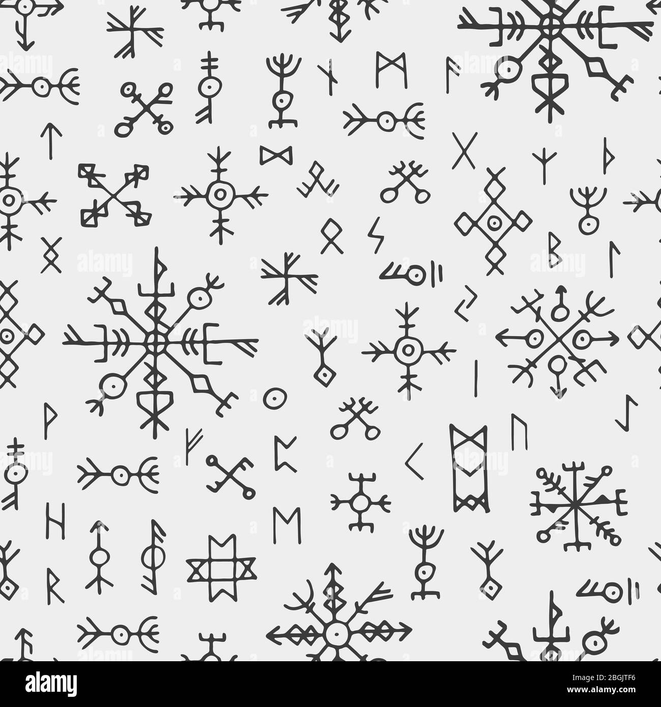 Futhark norse viking runes et talismans. Modèle vectoriel sans couture ...