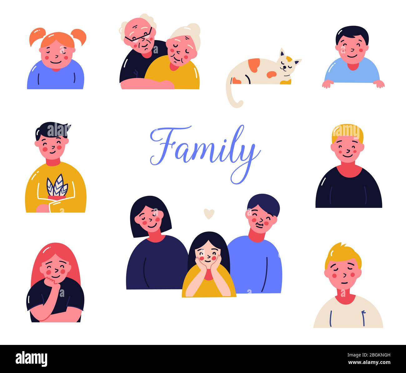 Extended family illustration Banque d'images vectorielles - Alamy