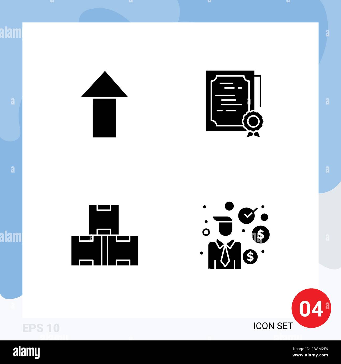 Jeu de 4 pictogrammes de flèche, de stock industriel, de certificat, de ...