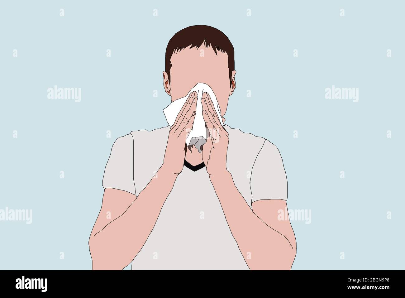Tousser dans le mouchoir cartoon Banque de photographies et d’images à ...