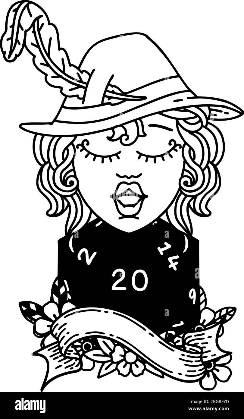 Barde de style humain à dessin au trait noir et blanc avec rouleau de ...