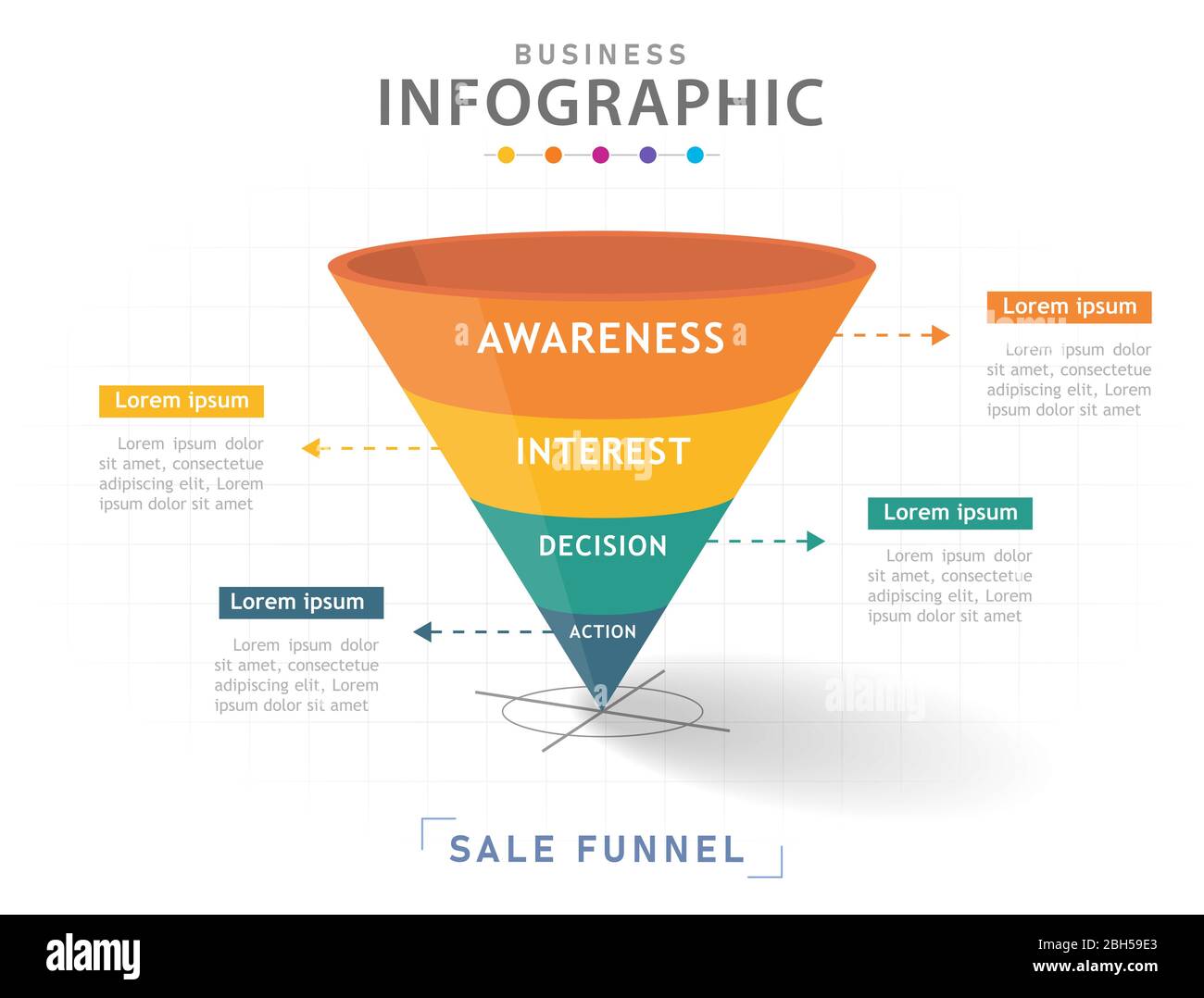 Modèle d'infographie pour les entreprises. Diagramme de l'entonnoir de ...