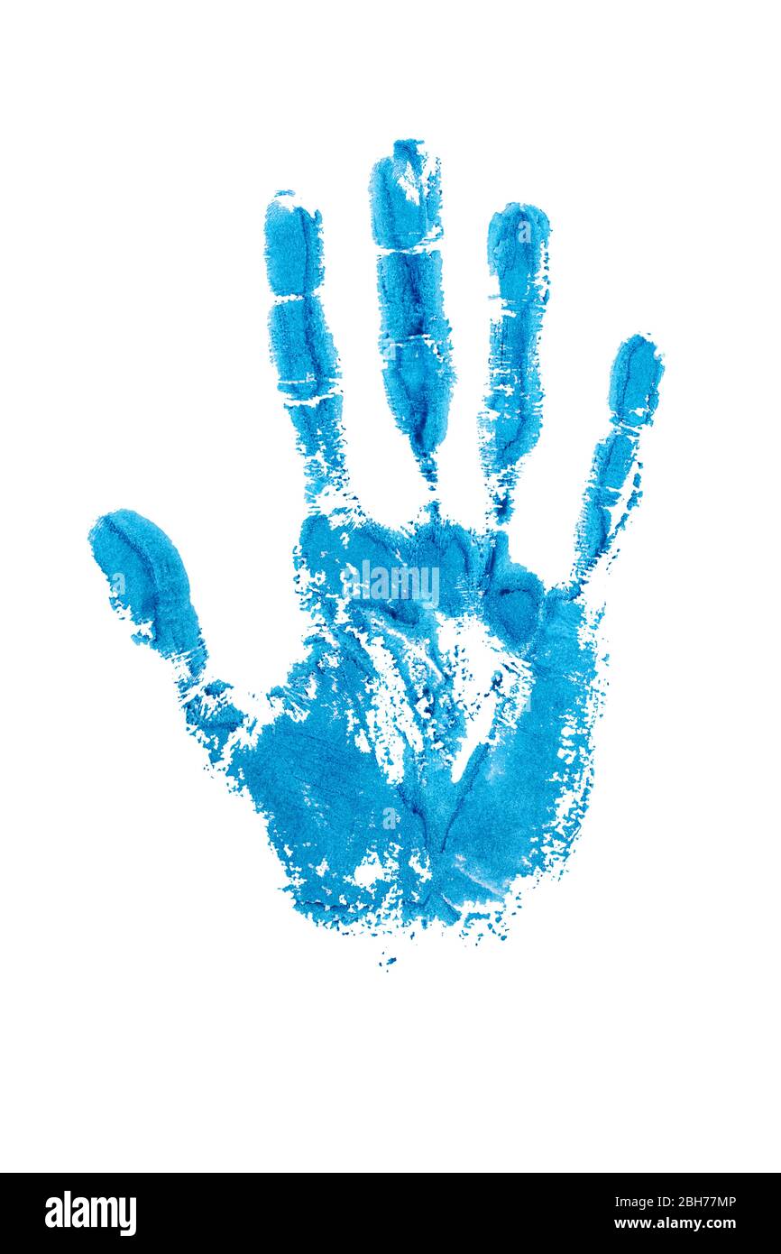 Empreinte de la main bleue Banque de photographies et d’images à haute ...