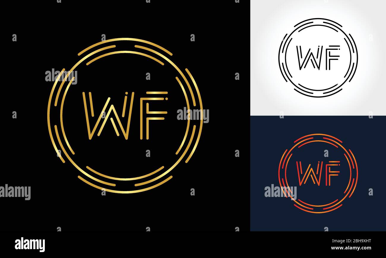 Creative lettre WF logo Creative Typographie Vector Template. Résumé ...