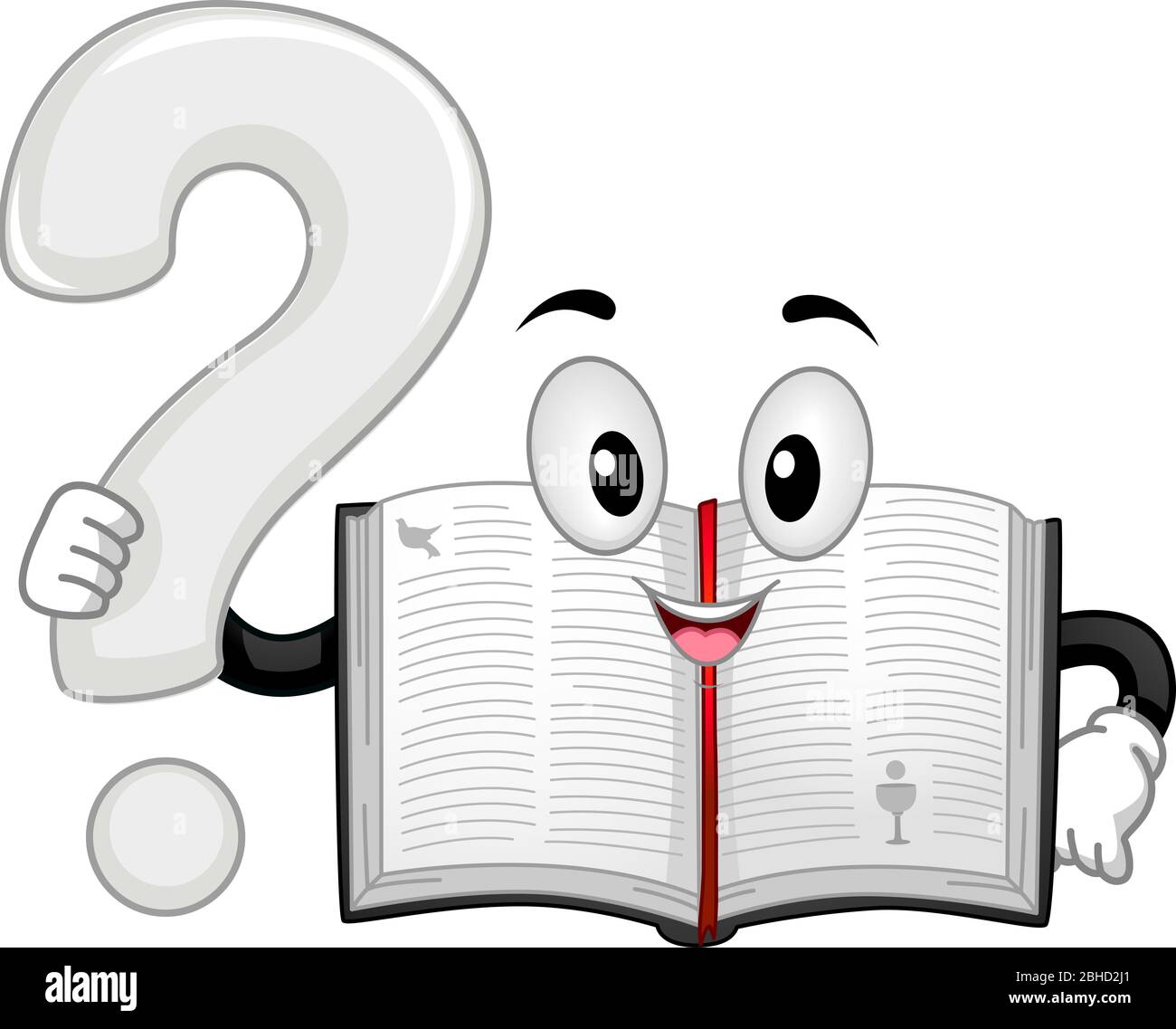 Illustration d'une Bible Mascot Holding d'un point d'interrogation ...