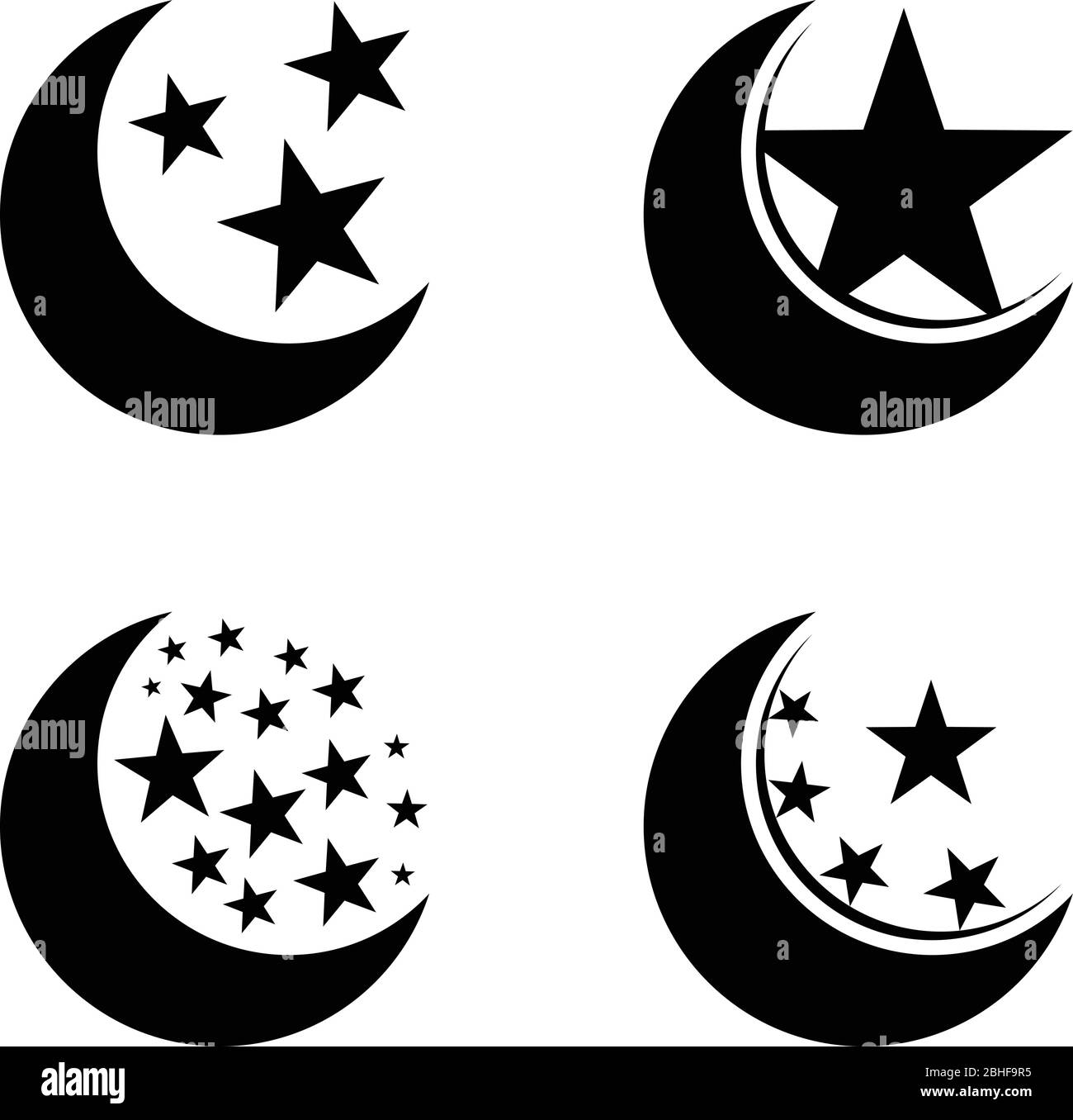Illustration de style plat d'icône de vecteur de lune et d'étoiles pour ...