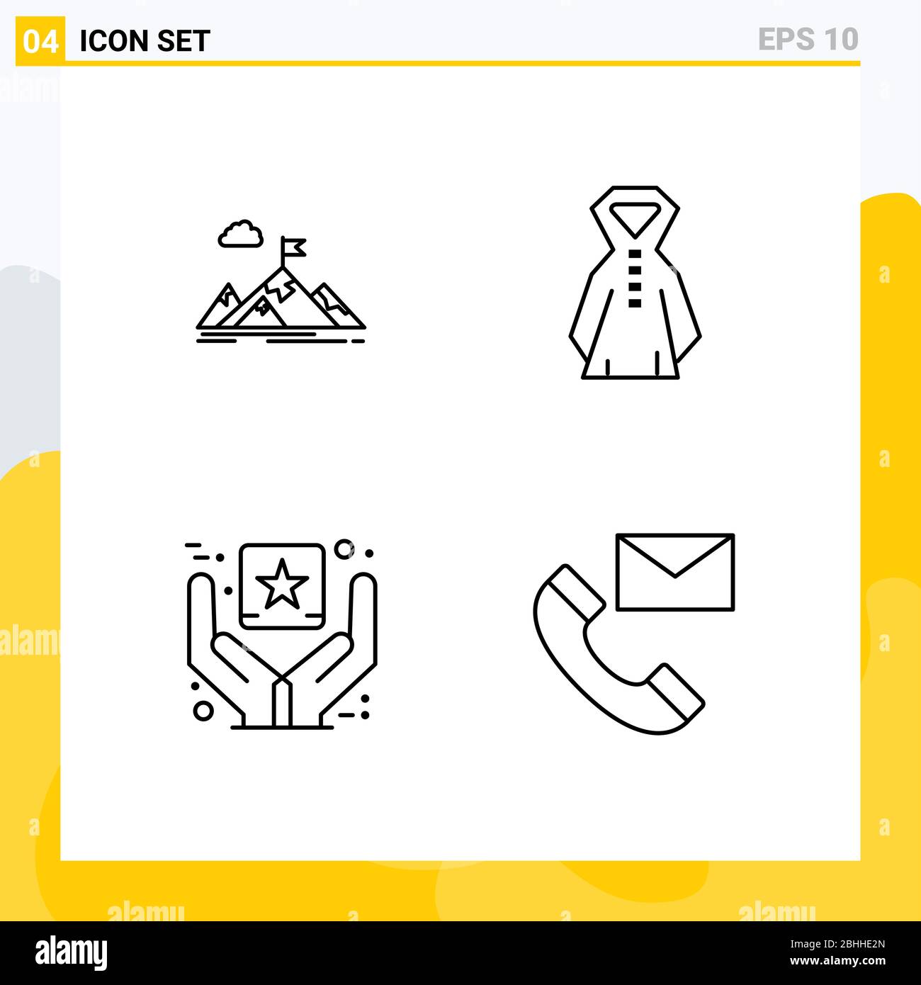 Jeu de 4 pictogrammes simples couleurs plates de réalisation, pluvieux ...