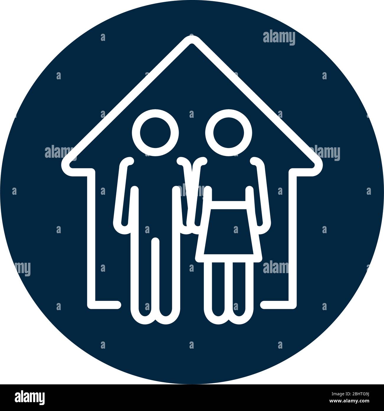 pictogramme couple dans l'icône de maison sur fond blanc, style de bloc ...