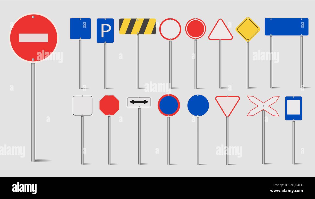 Panneaux routiers de différents formats. Le concept de signes colorés d ...