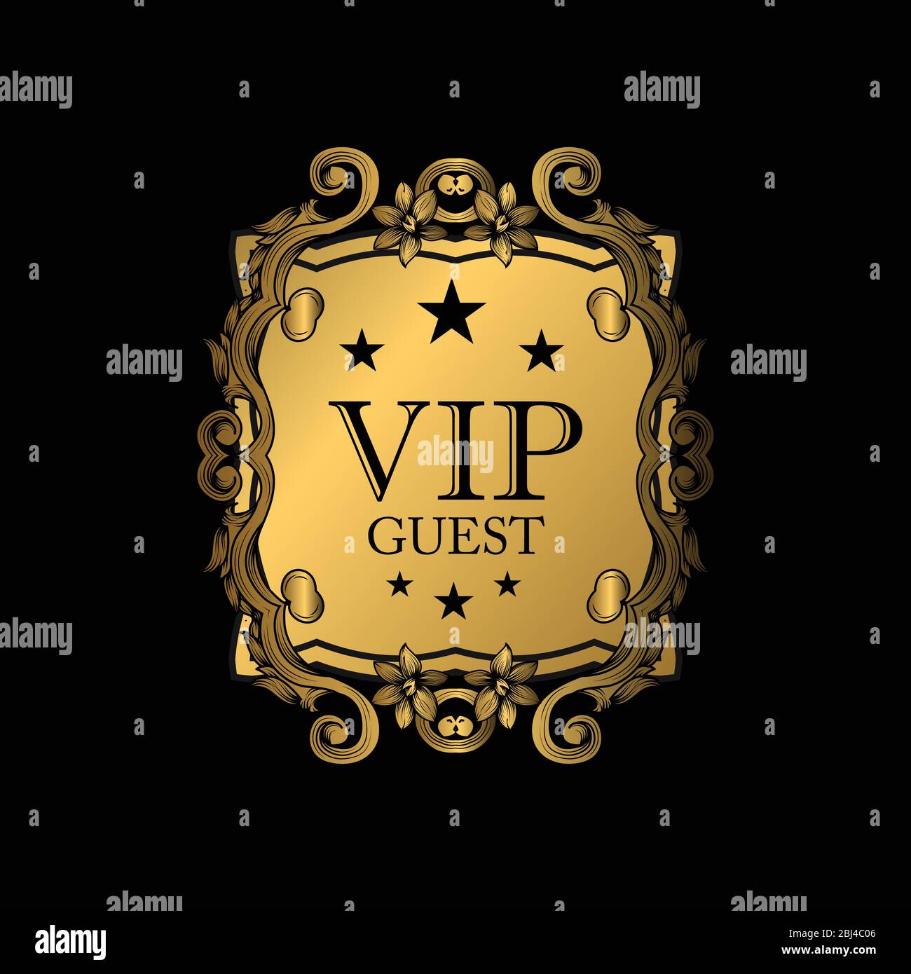 Carte d'invitation VIP Premium avec motif or de luxe. Modèle de motif ...