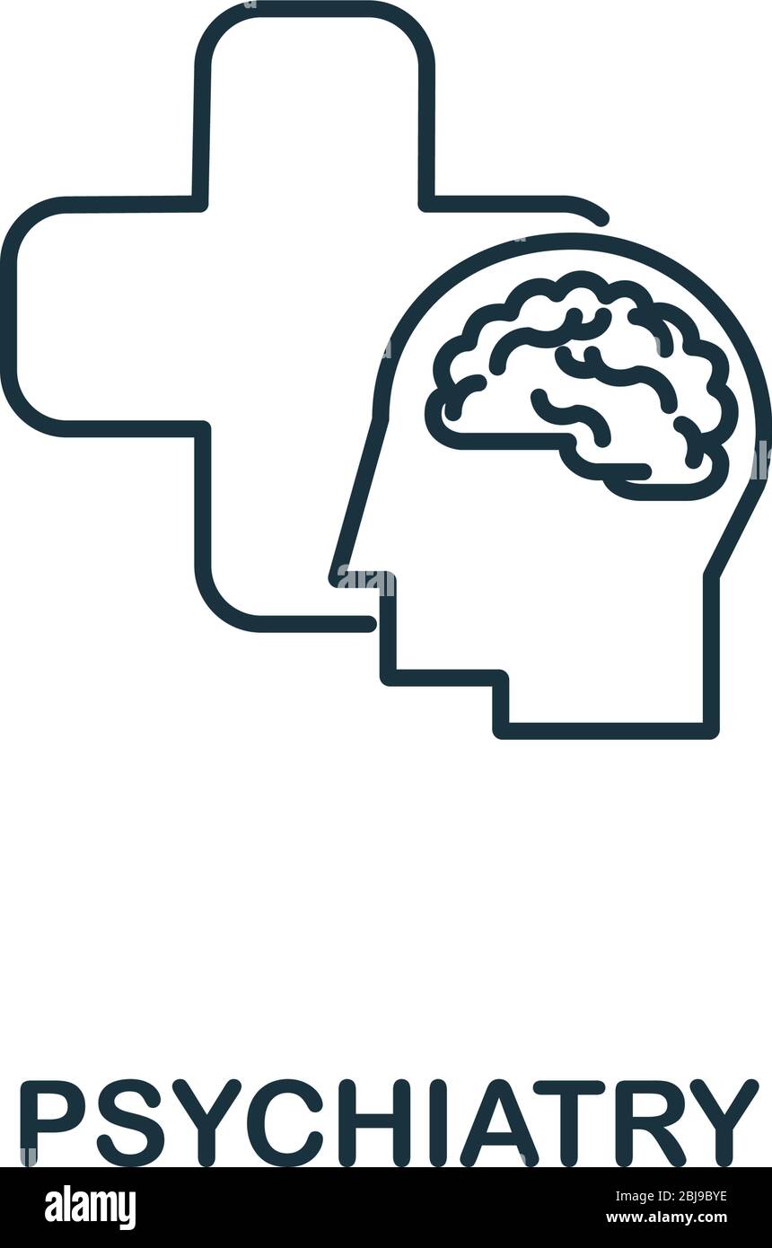 Icône psychiatrie. Symbole psychiatrie à élément de ligne simple pour ...