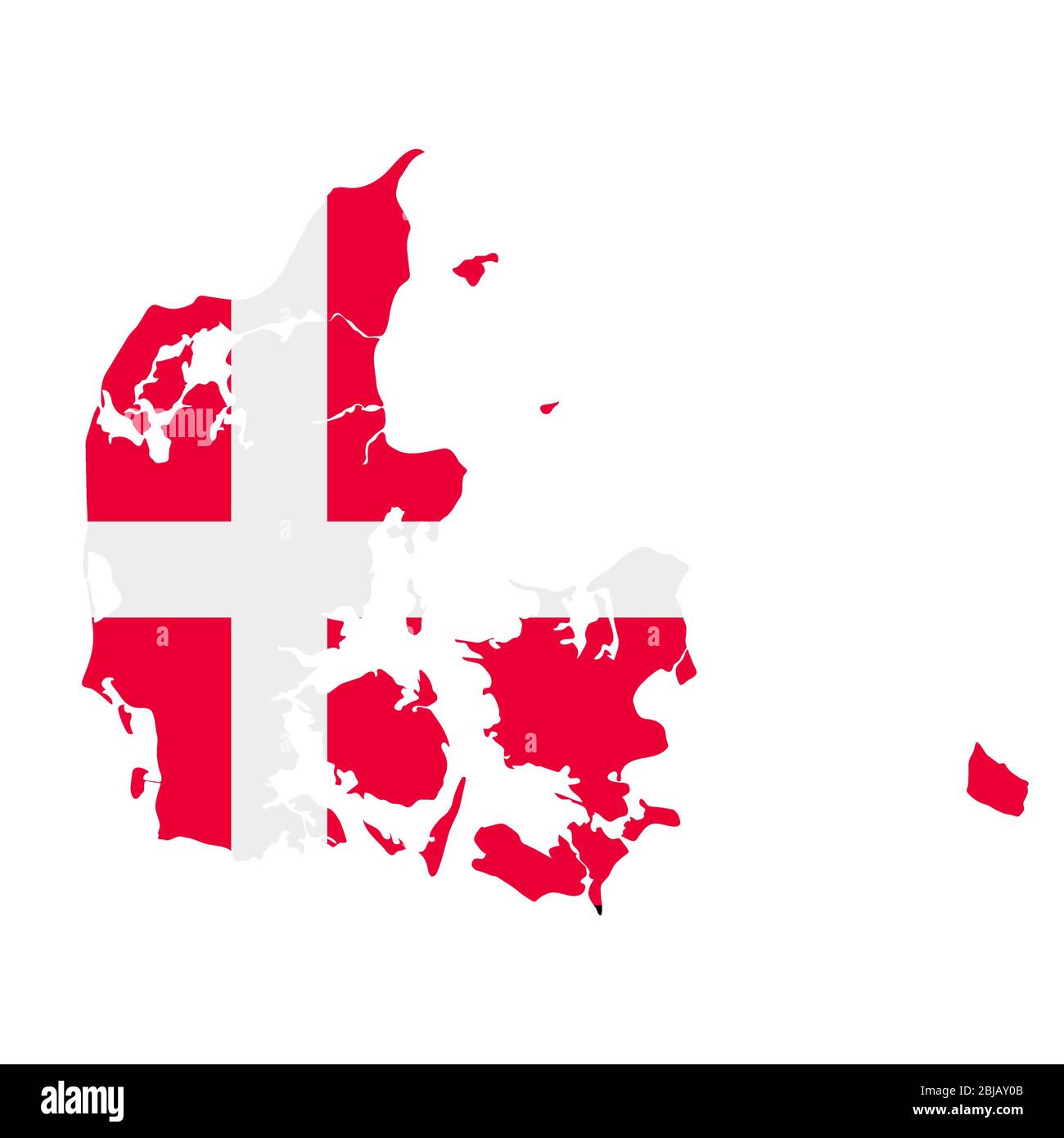 Carte du drapeau du Danemark. Contour du pays avec drapeau national ...