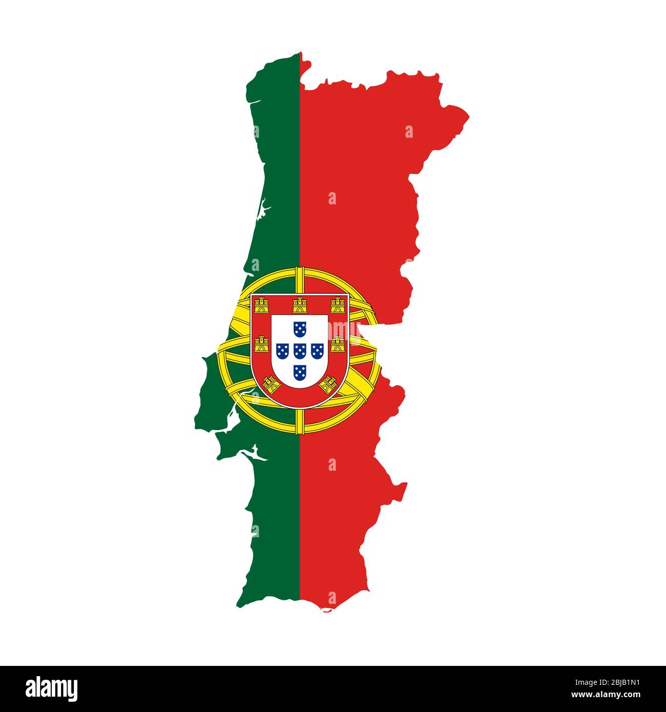Carte du drapeau du Portugal. Contour du pays avec drapeau national ...