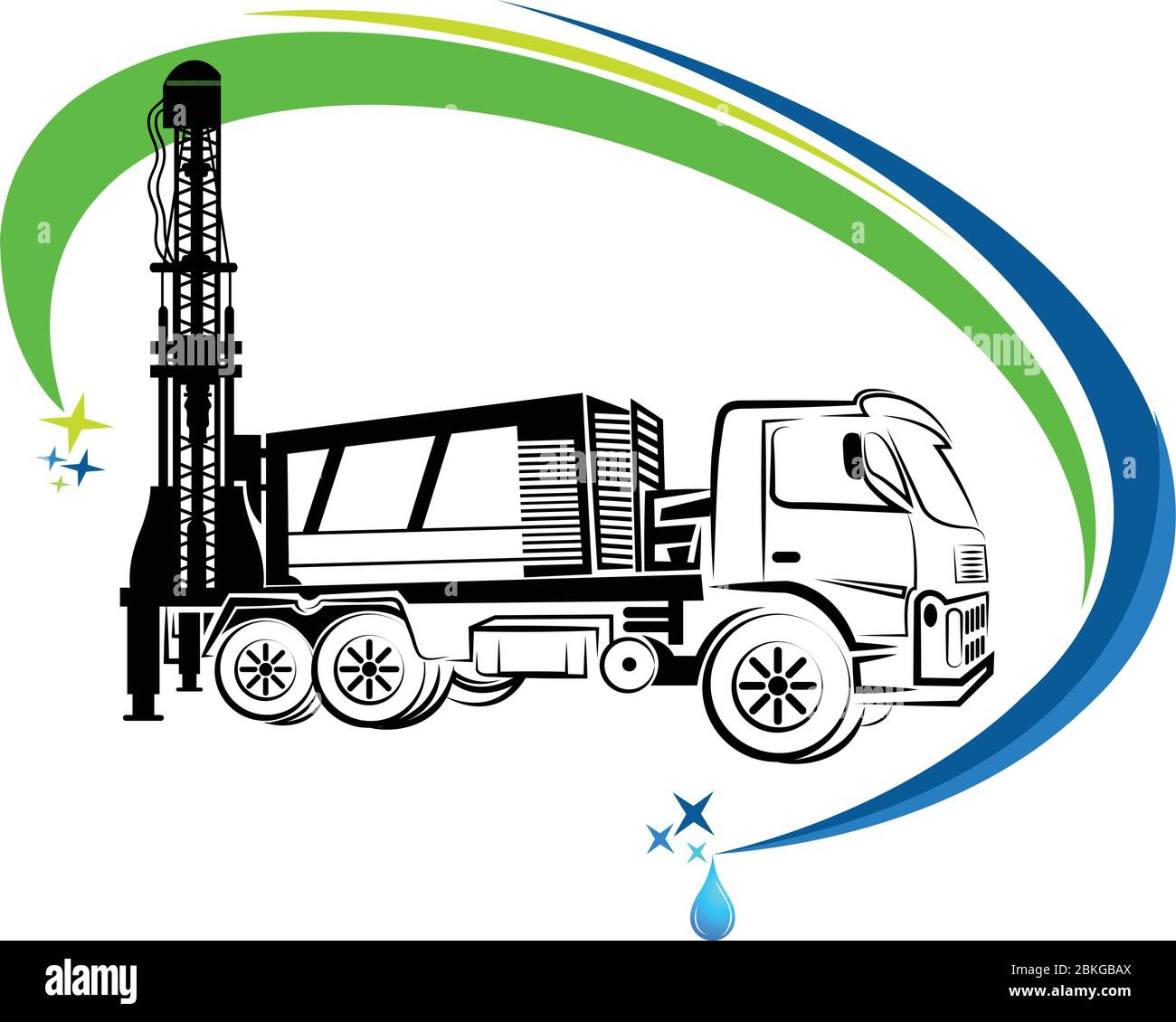 logo du chariot de forage de puits Image Vectorielle Stock - Alamy