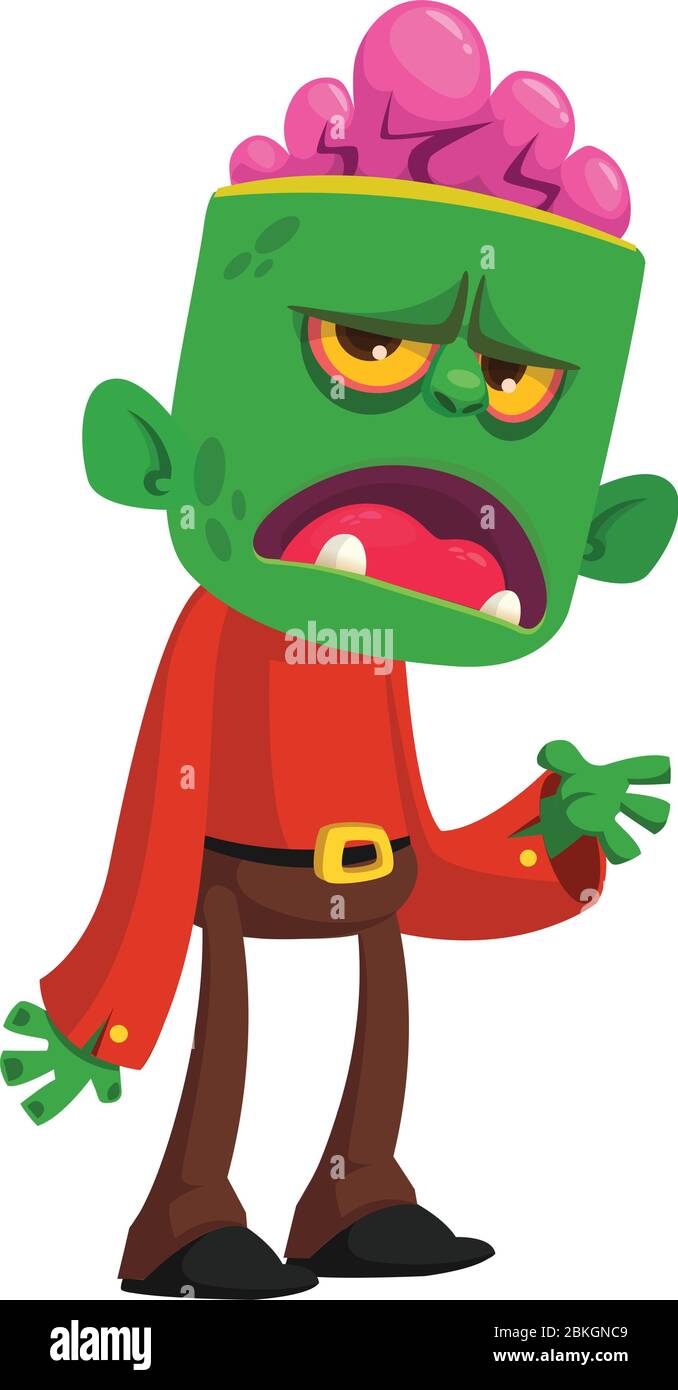 Dessin animé zombie vert drôle. Illustration vectorielle Halloween de ...
