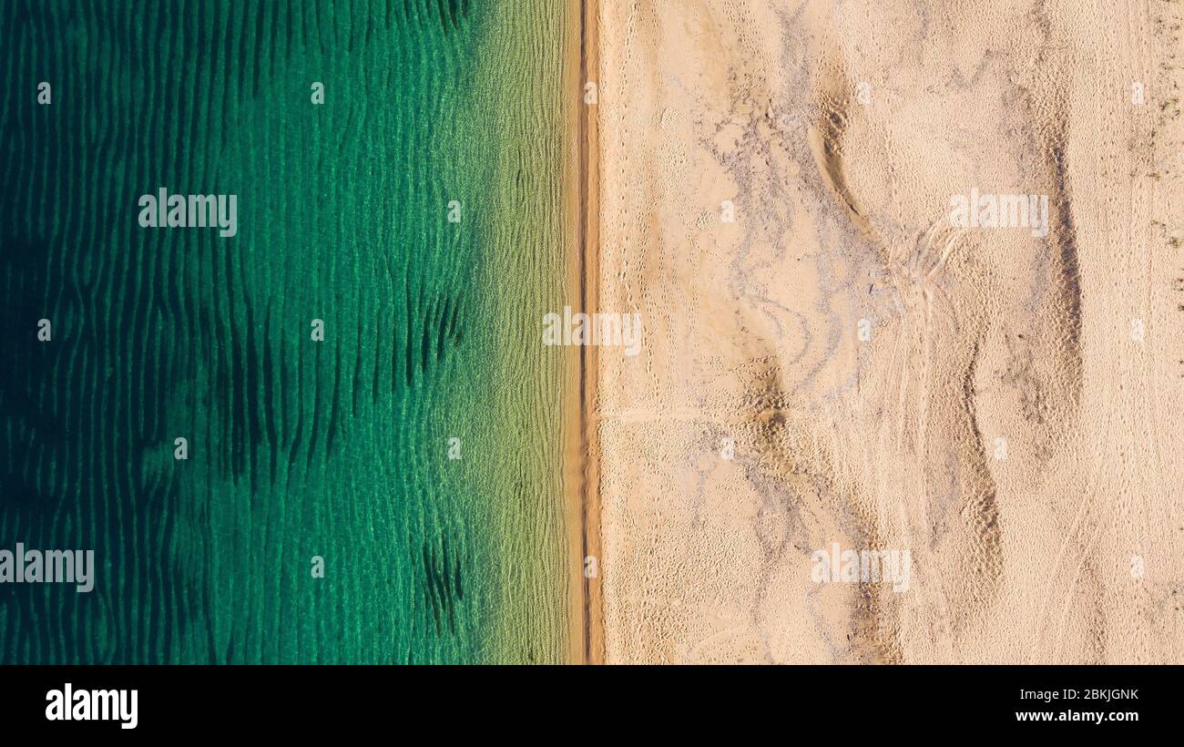 France, Corse du Sud, Olmeto, plage de Baraci (vue aérienne Photo Stock ...