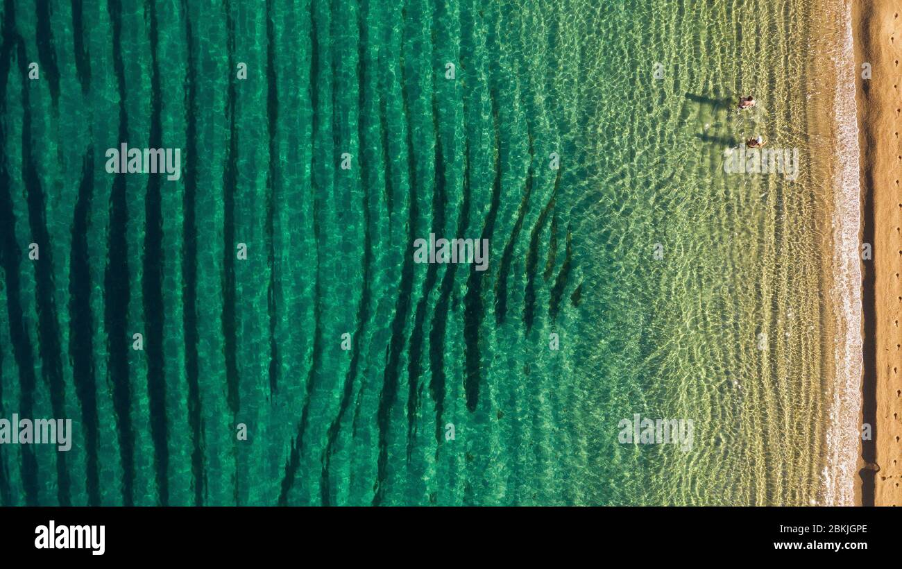 France, Corse du Sud, Olmeto, plage de Baraci (vue aérienne Photo Stock ...