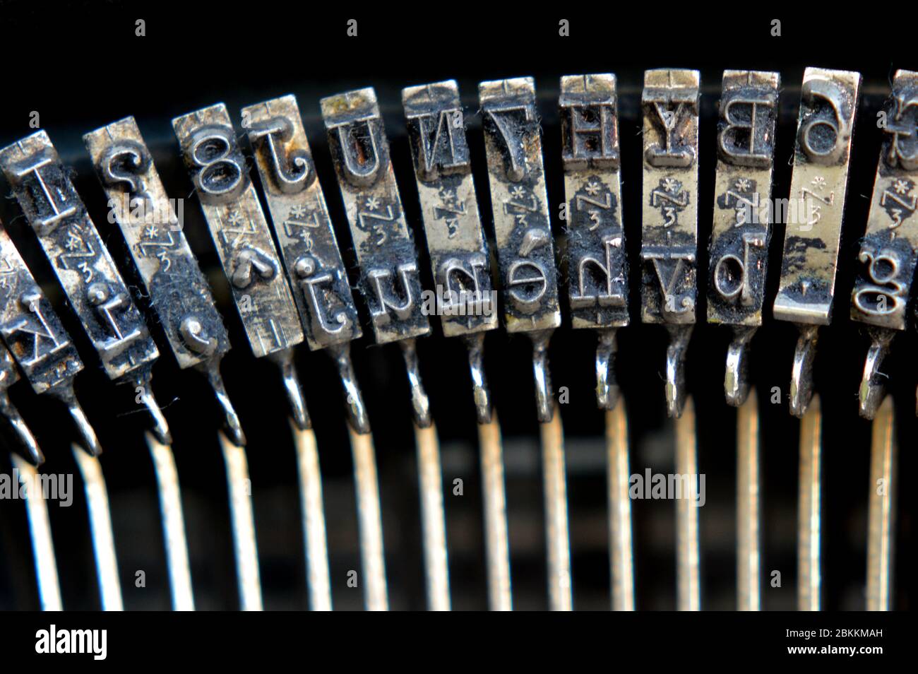 Détails sur les caractères typographiques d'une vieille machine à ...