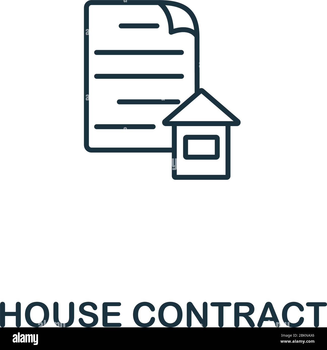 Icône de contrat de maison. Symbole de style de ligne de la collection ...