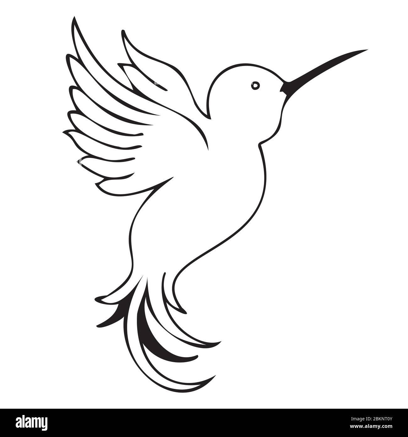 illustration vectorielle de silhouette d'oiseau-mouches, dessin de ...