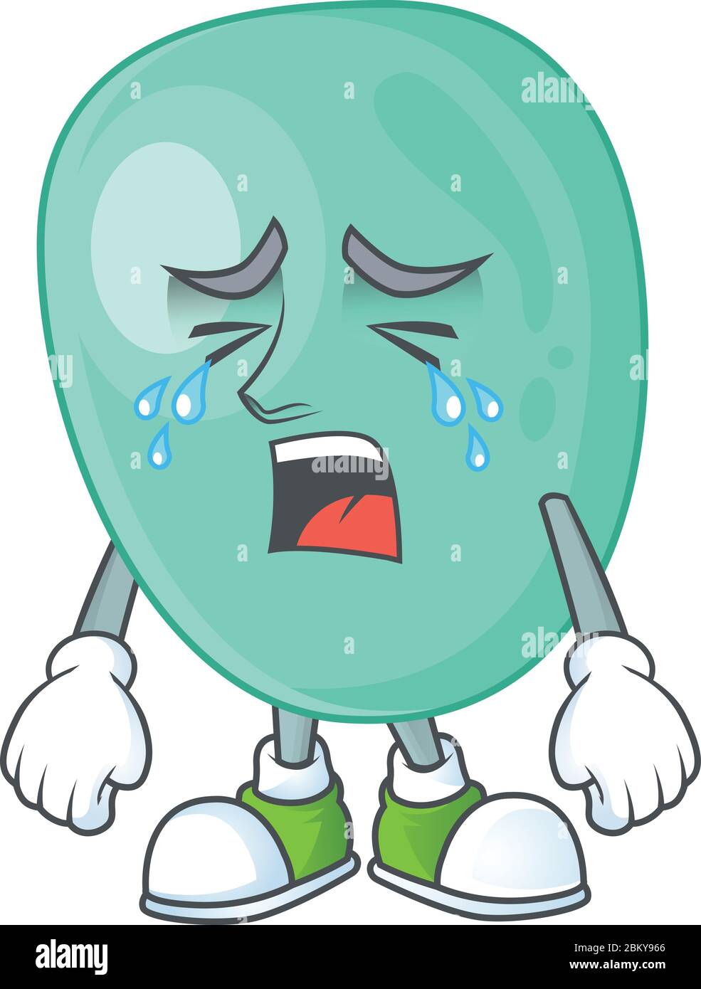 Un concept de personnage de dessin animé de staphylocoque doré pleurant ...