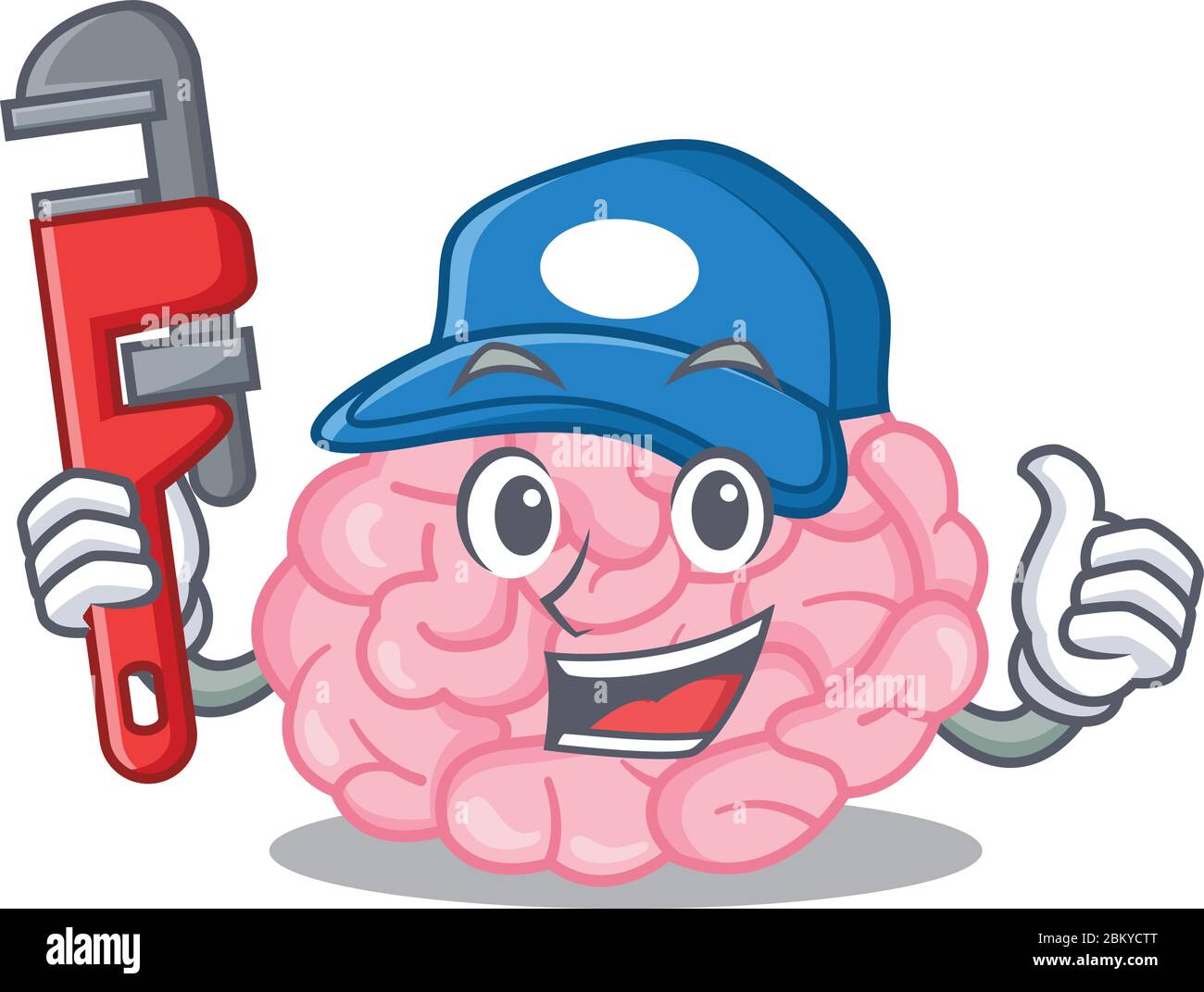 Human Brain Smart Plumber dessin animé avec outil Image Vectorielle ...