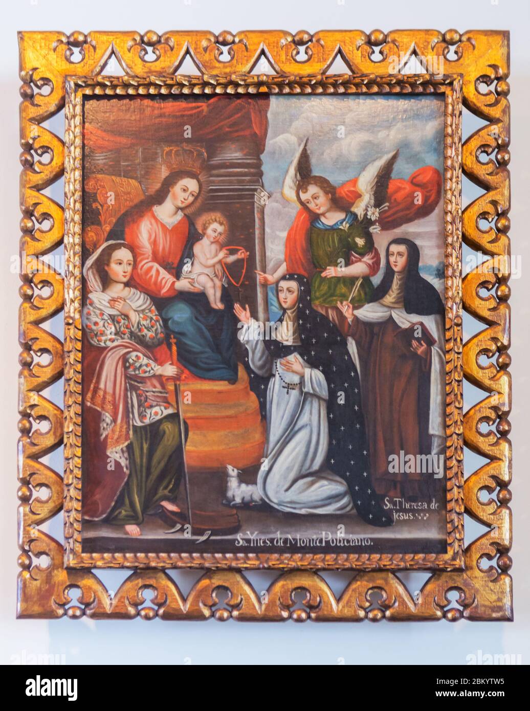 Visite de Sainte-Thérèse et de Saint-Ines à la Sainte Vierge, peinture ...