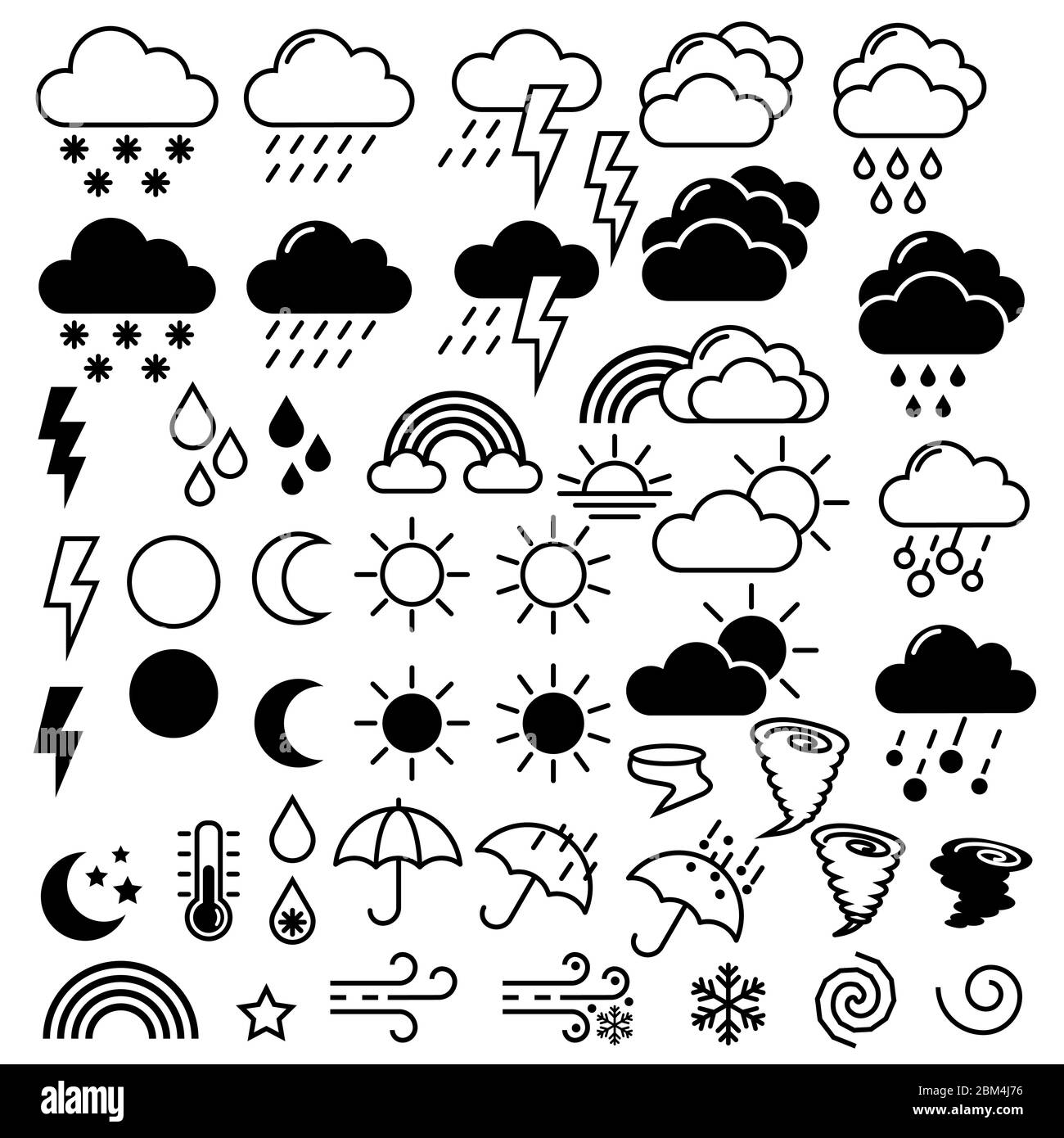 Symboles météo Banque d'images noir et blanc - Alamy