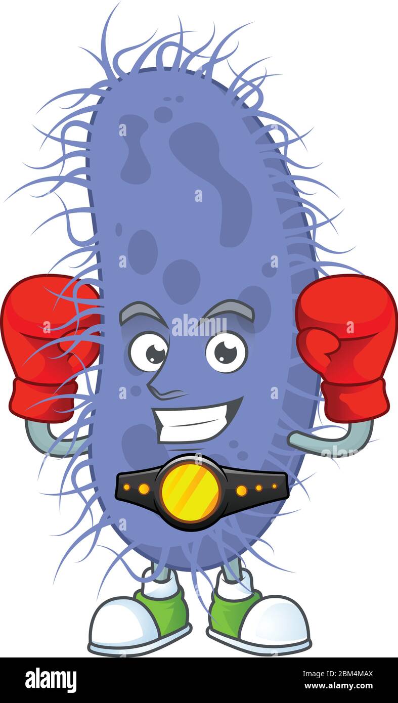 Un sportif salSalmonella typhi boxe athlète dessin animé mascotte style ...