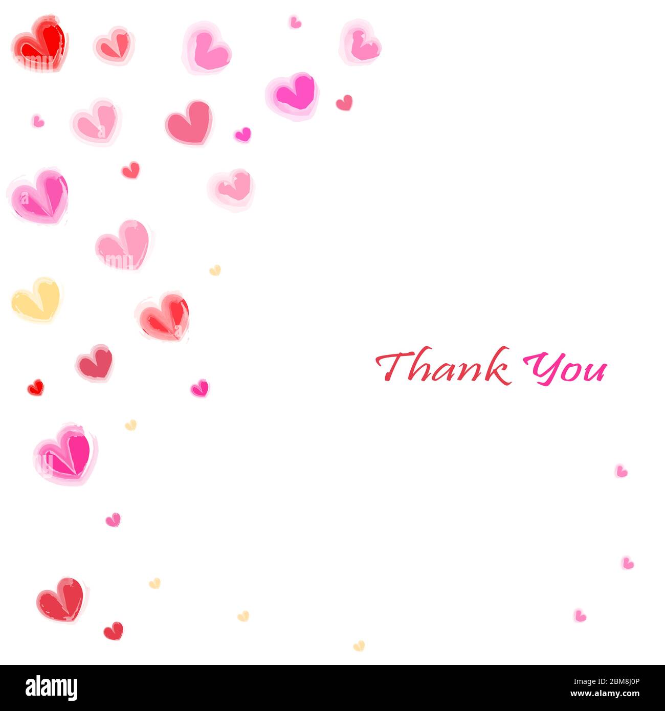 Carte de remerciement avec coeurs Banque d'images vectorielles - Alamy
