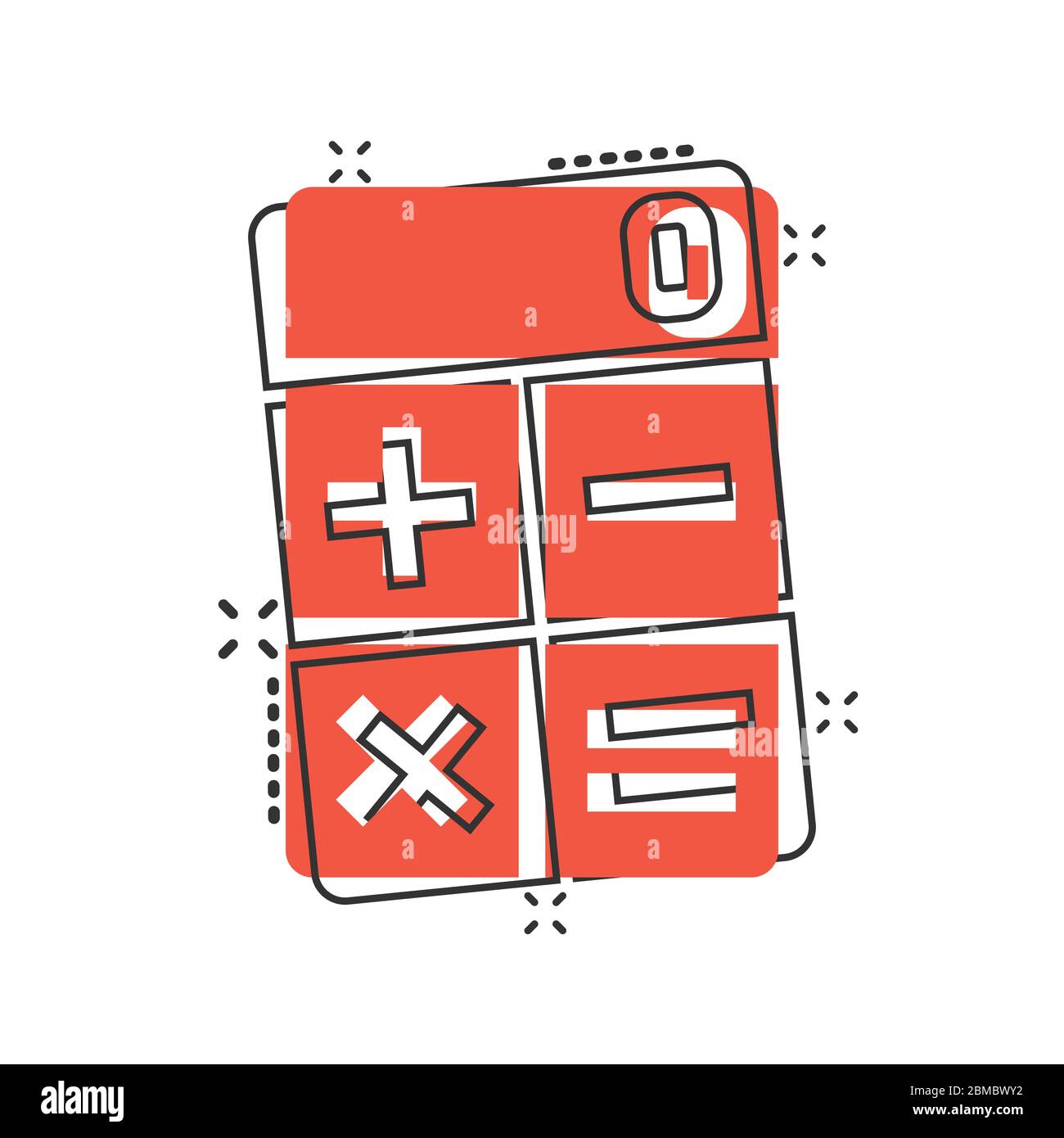 Icône de calculatrice en style comique. Calculez l'illustration ...