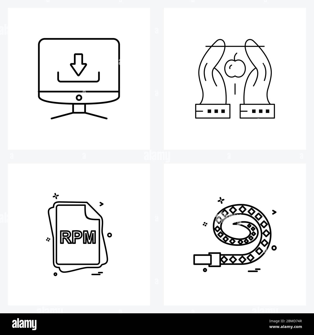 Jeu de 4 lignes de Pictographe Tableau de style moderne Téléchargement ...