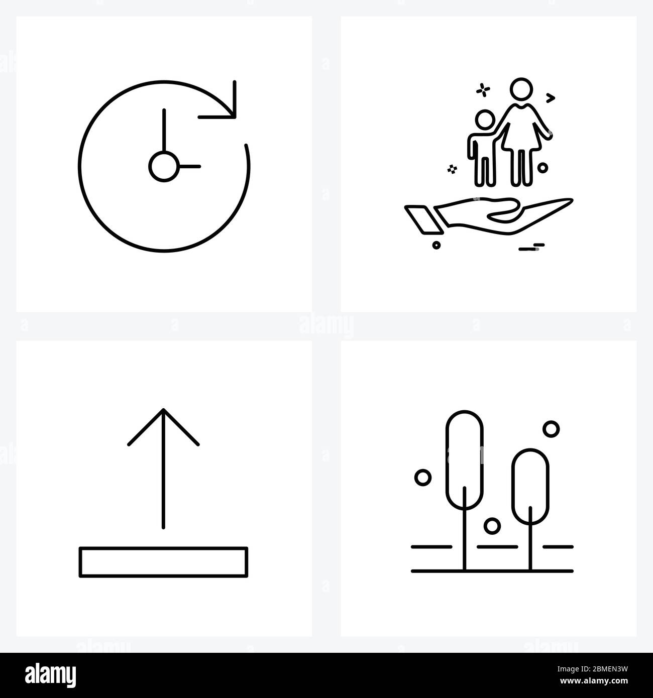 Ensemble de 4 symboles d'icône de ligne et symboles de retard, de ...