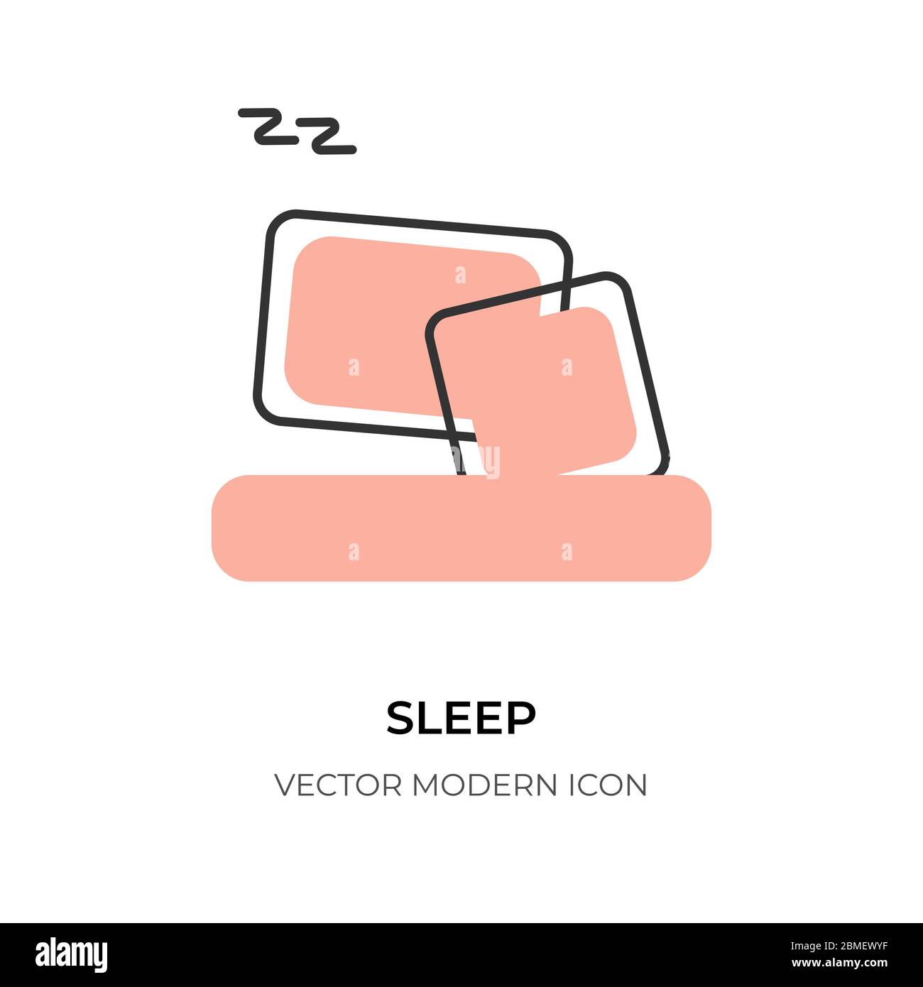 Icône de ligne plate de veille. Bordure de pictogramme, repos simple ...