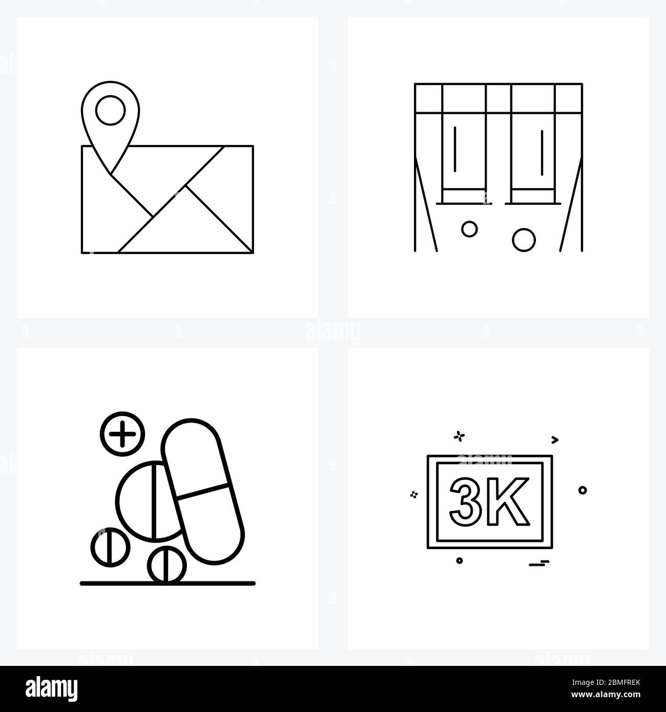 Mobile UI Line Icon Set de 4 pictogrammes modernes de la cartographie ...