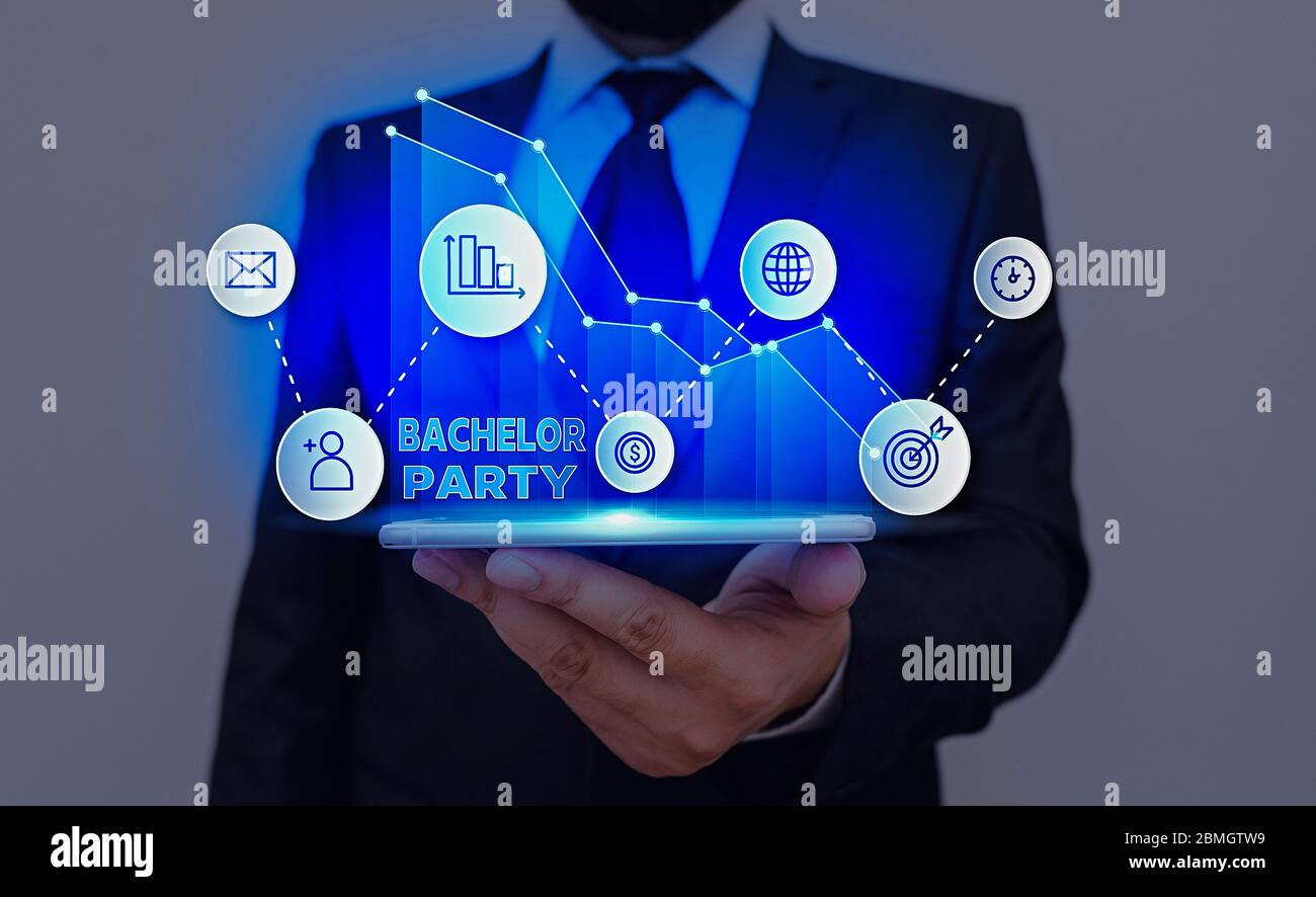 Écriture manuscrite conceptuelle montrant une partie Bachelor. Concept ...