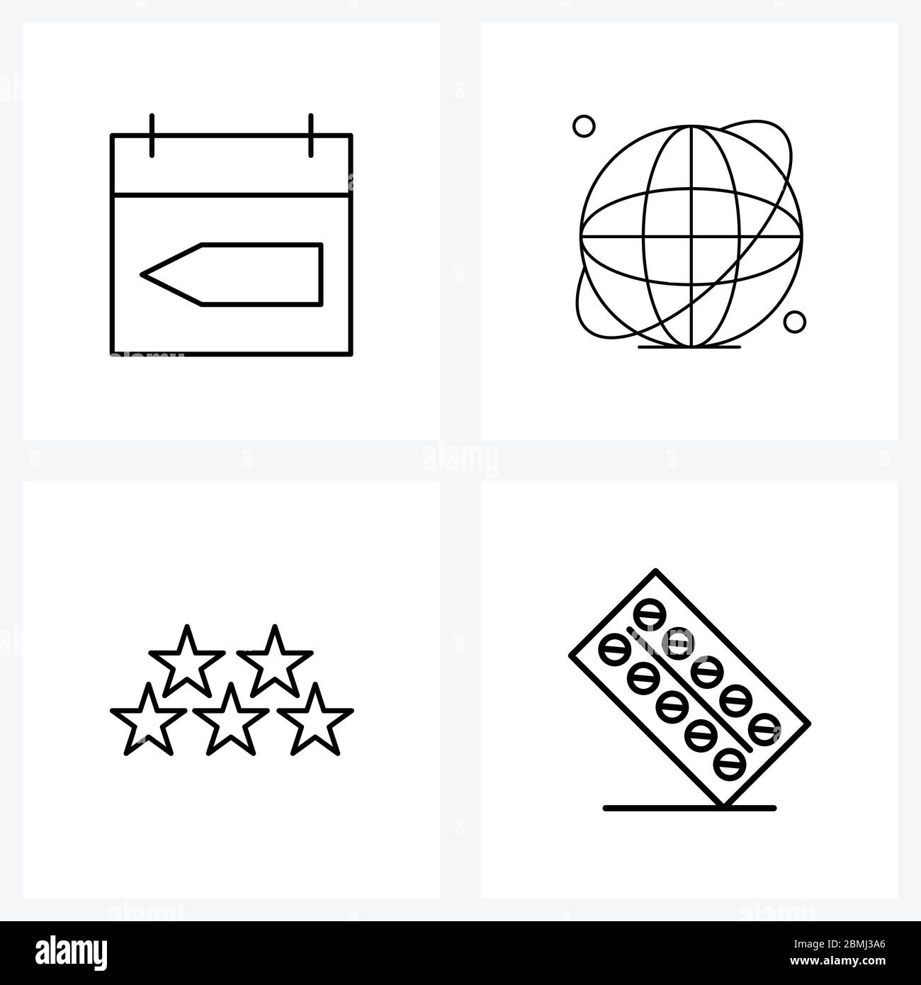 Ensemble de 4 lignes de style moderne Pictographe grille basé ...