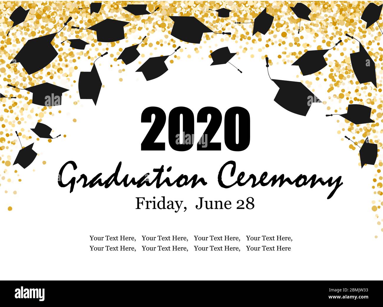 Remise des diplômes cérémonie de 2020 cartes de voeux avec confetti d ...
