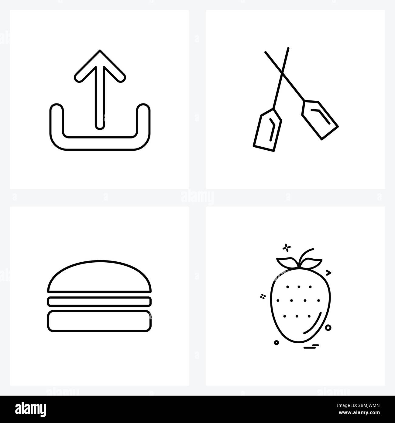 Ensemble simple de 4 icônes de ligne telles que flèche, nourriture ...