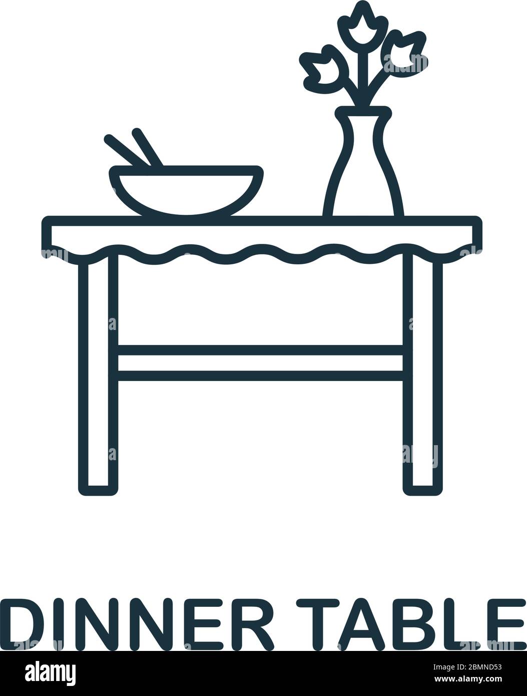 Icône de la table de dîner de la collection intérieure. Symbole de ...