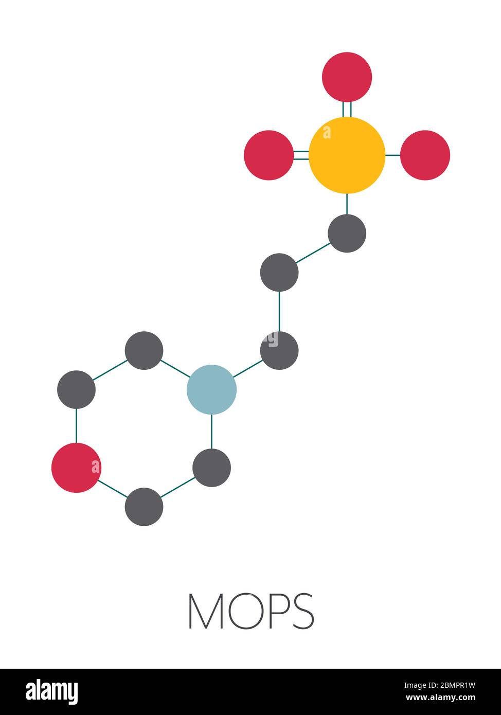 MOPS, molécule d'agent tampon. Formule squelettique stylisée (structure ...