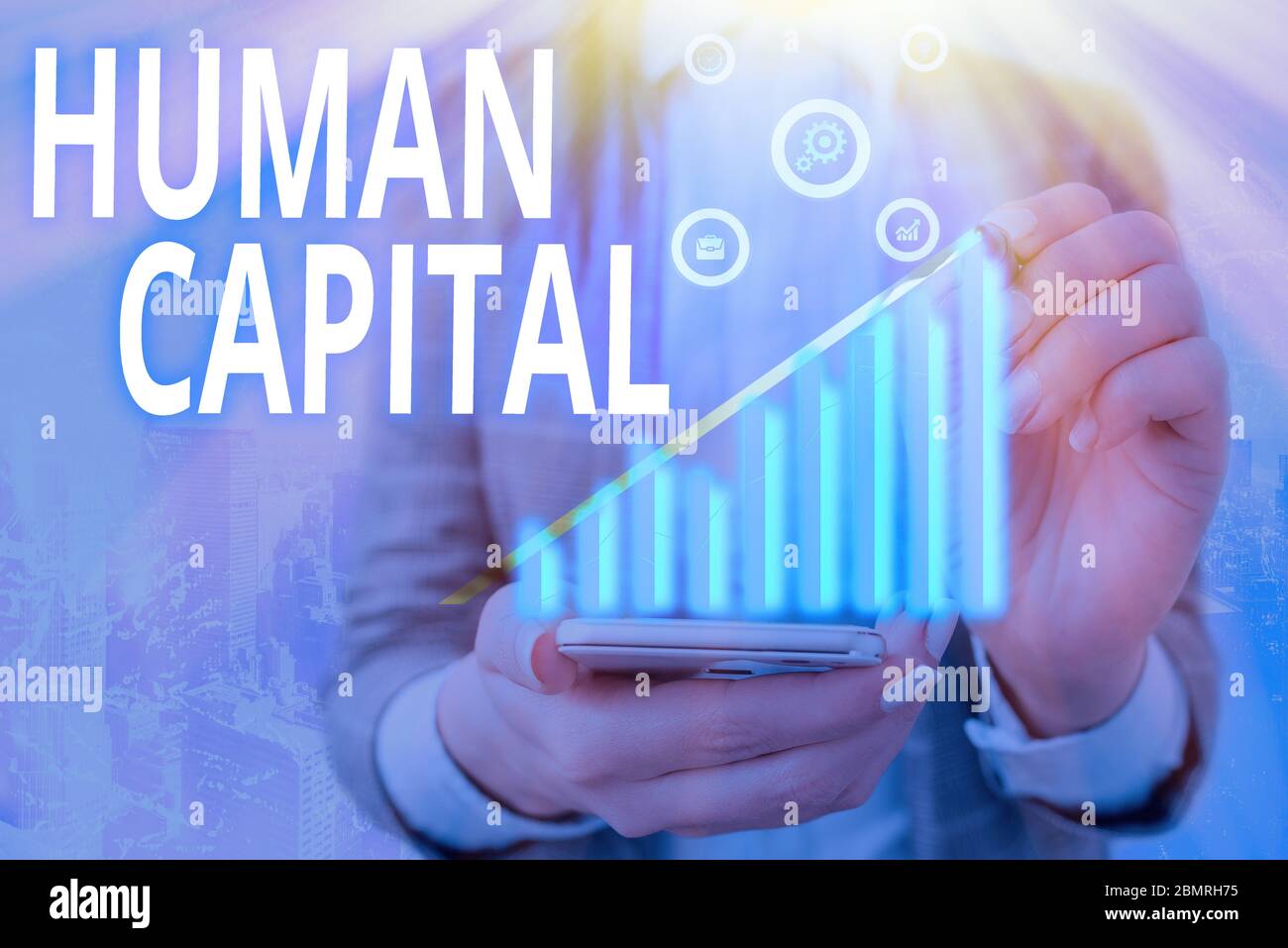 Texte écrit de mot Capital humain. Photo d'entreprise présentant ...