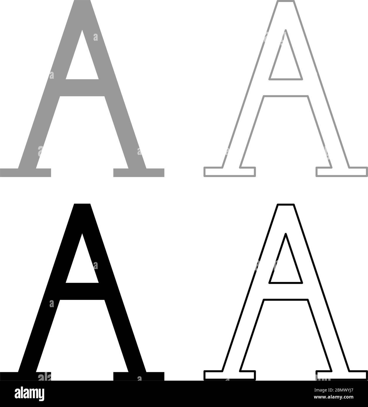 Symbole grec alpha lettre majuscule majuscule icône contour ensemble ...