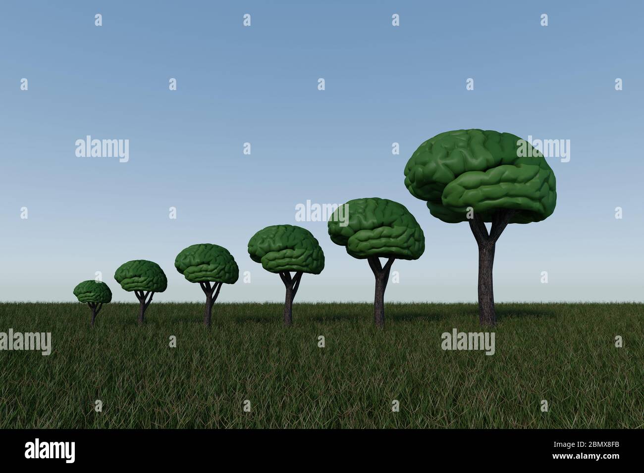 Arbre en forme de cerveau humain, concept de développement du cerveau ...