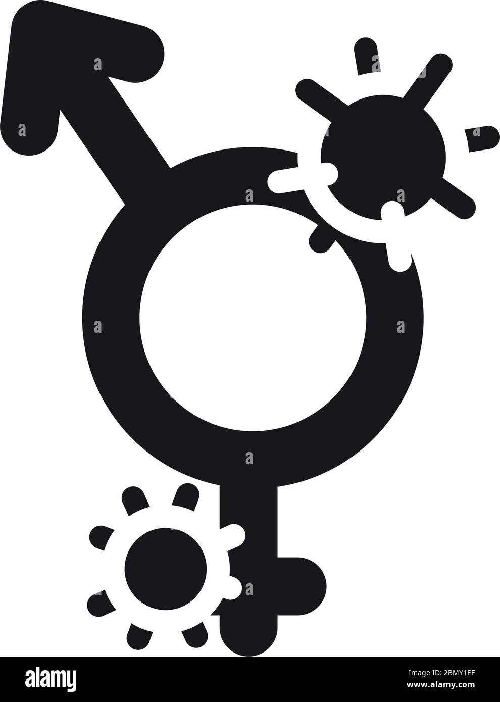 Concept De Médecine Icône De Symboles De Sexe Infecté Sur Fond Blanc